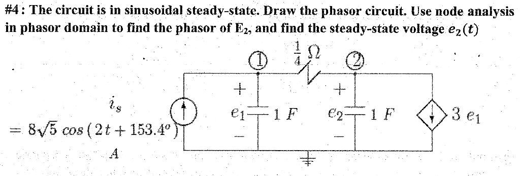 Solved #4 : The circuit is in sinusoidal steady-state. Draw | Chegg.com