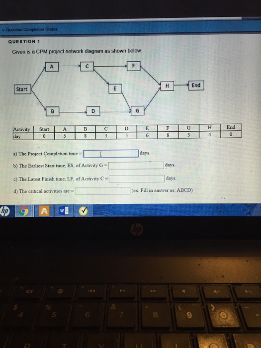 Solved Given is a CPM project network diagram as shown | Chegg.com