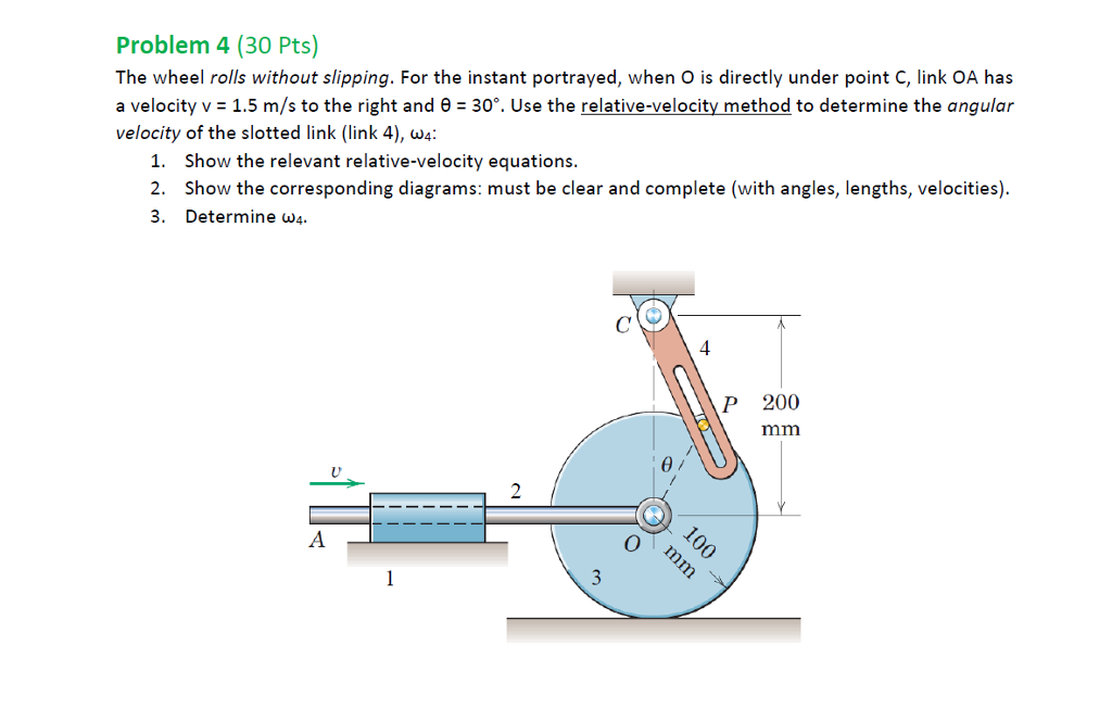 Solved Problem 4 (30 Pts) The wheel rolls without slipping. | Chegg.com