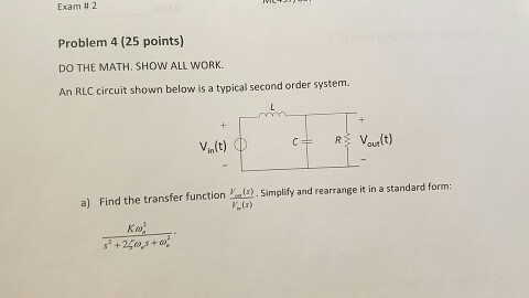 Solved An ALC circuit shown below is a typical second order | Chegg.com
