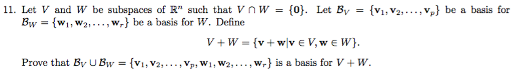 Solved Let V and W be subspaces of R^n such that V | Chegg.com
