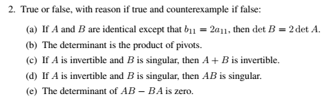 Solved 2. True or false, with reason if true and | Chegg.com