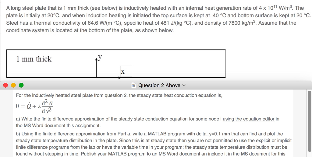 Solved A long steel plate that is 1 mm thick (see below) is | Chegg.com