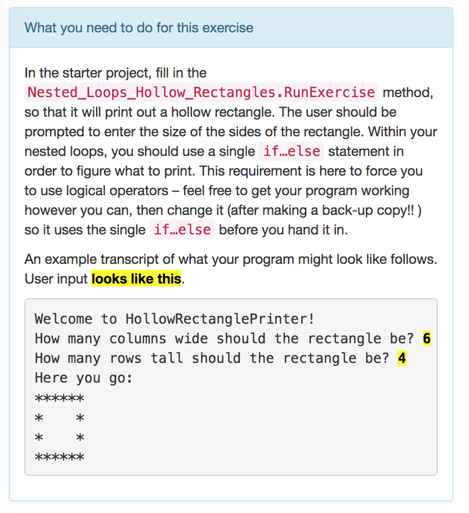 Solved How to make a hallow rectangle with asteriks in C#? | Chegg.com