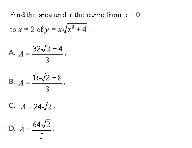Solved Find the area under the curve from x = 0 to x = 2 of | Chegg.com