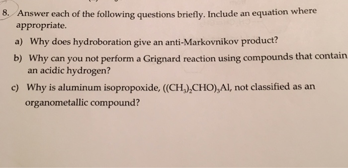 Solved Answer each of the following questions briefly. | Chegg.com Solved Answer each of the following questions briefly. | Chegg.com