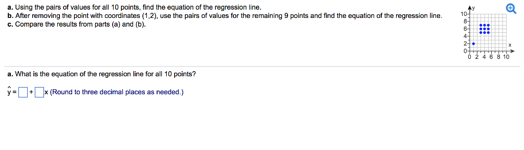 Solved a. Using the pairs of values for all 10 points, find | Chegg.com