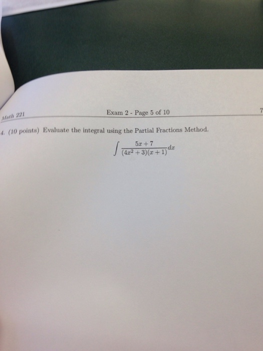Solved Evaluate the integral using the Partial Fractions | Chegg.com