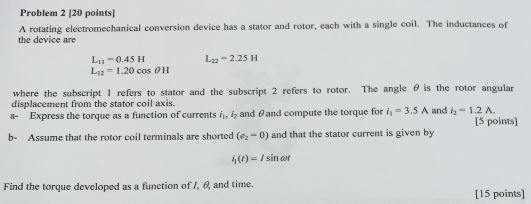 Solved Problem 2 120 points] A rotating electromechanical | Chegg.com