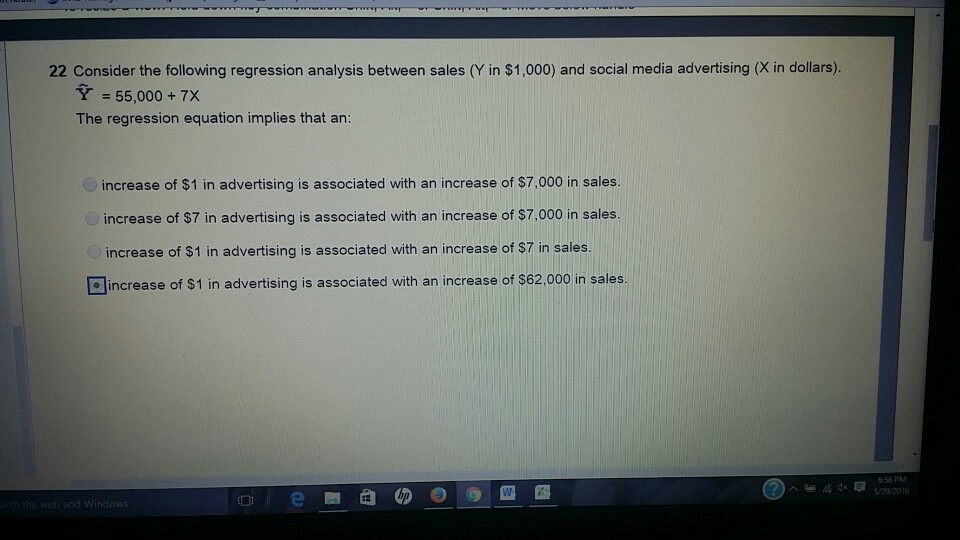 Solved 22 Consider the following regression analysis between | Chegg.com
