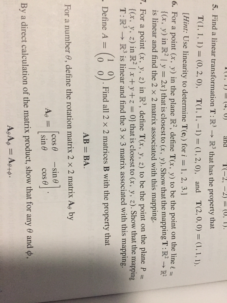 Solved and 1(-2, 一2) = (0, 1). 5. Fin d a linear | Chegg.com