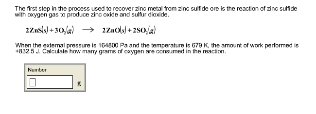Solved The first step in the process used to recover zinc | Chegg.com