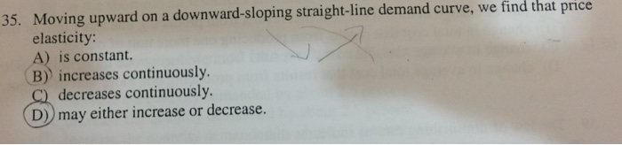 Solved 35. Moving upward on a downward-Sloping straight-line | Chegg.com
