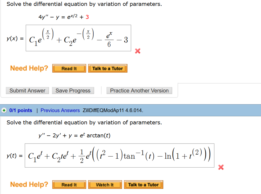 Solved Solve the differential equation by variation of | Chegg.com