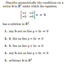 Solved Describe geometrically the conditions on a vector b | Chegg.com