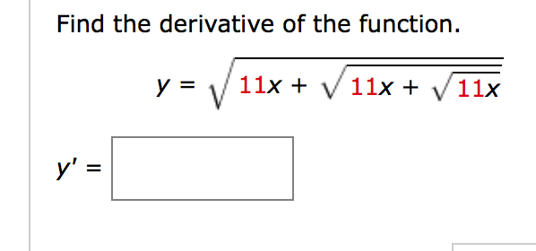 Solved Find the derivative of the function. y = Squareroot | Chegg.com