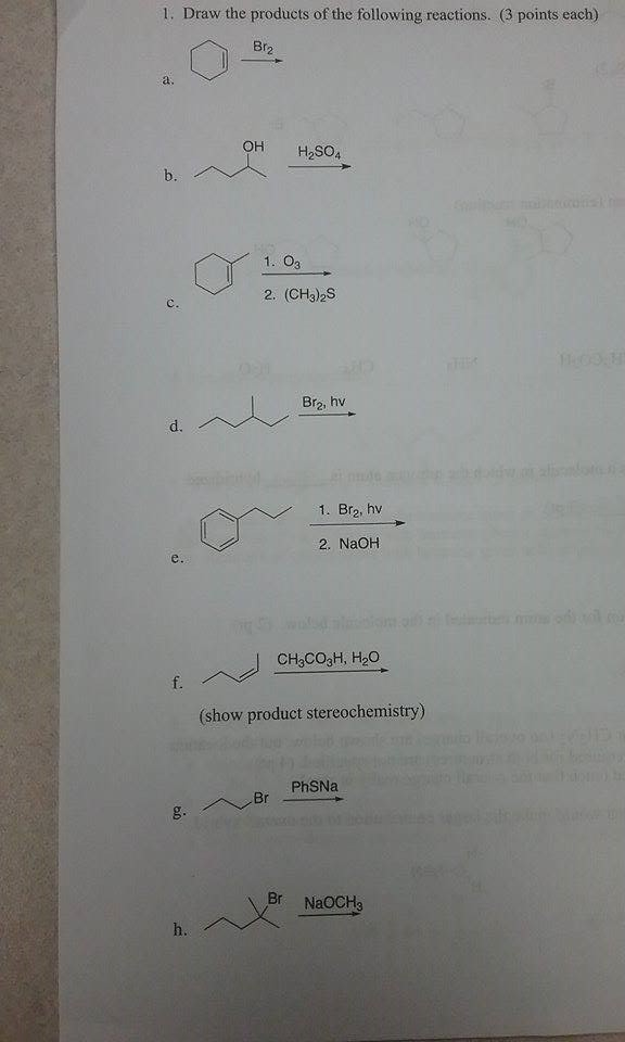 Solved Draw the products of the following reactions. | Chegg.com