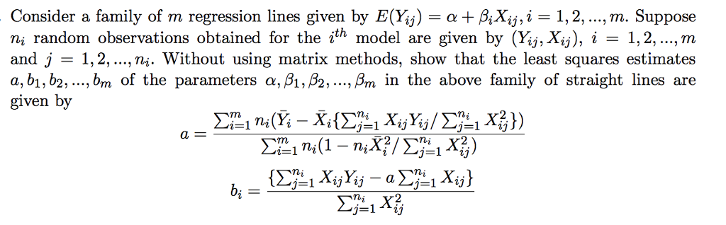 Solved Consider a family of m regression lines given by | Chegg.com