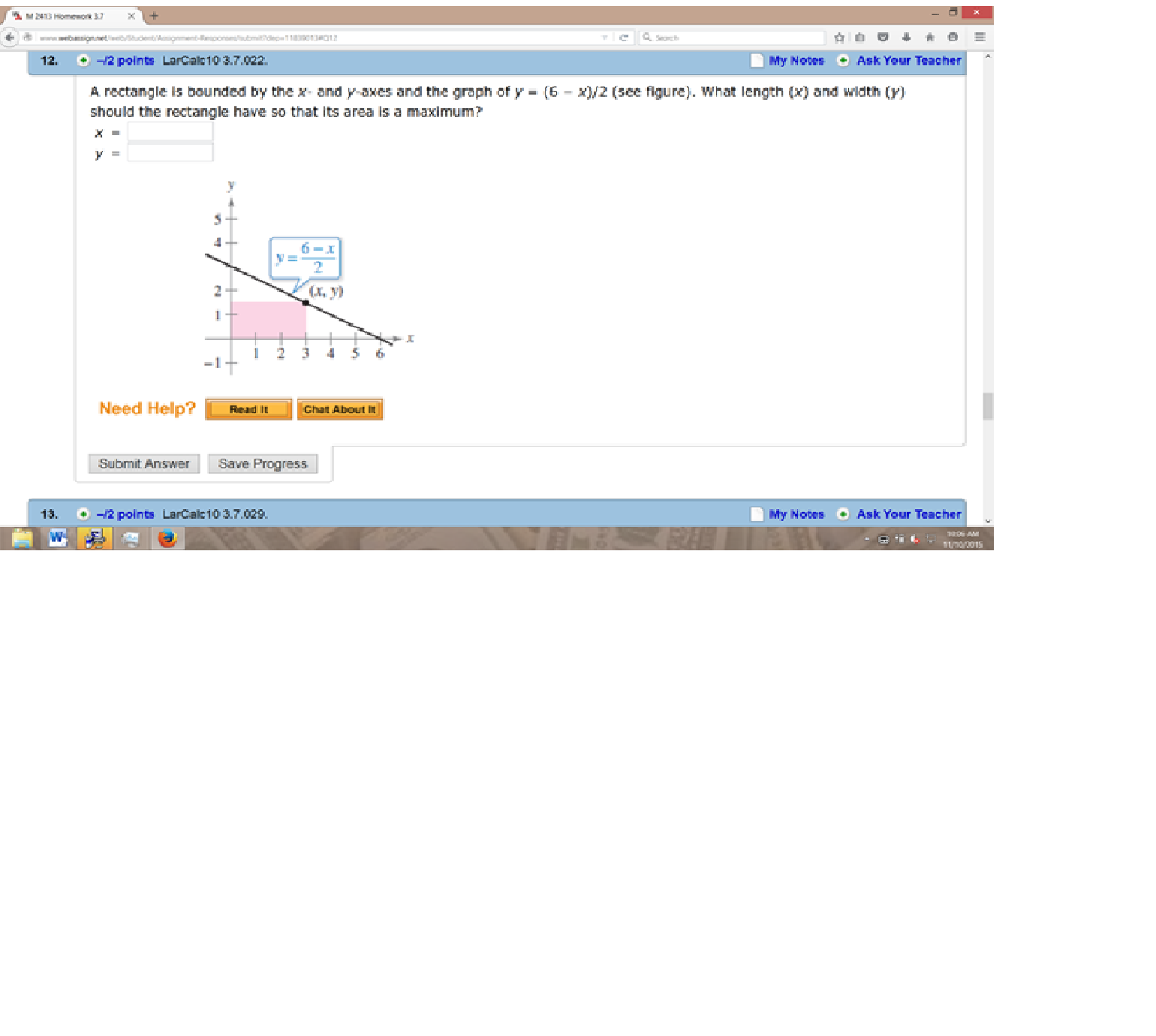 Solved A rectangle is bounded by the x - and y - axes and | Chegg.com