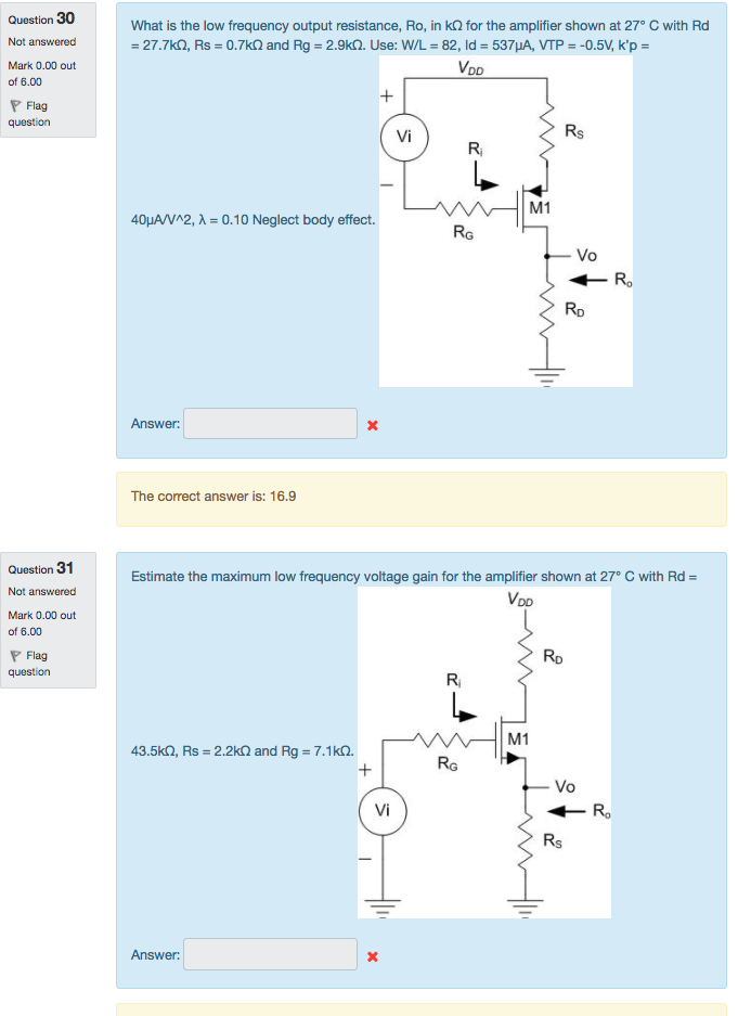 Solved What is the low frequency output resistance, Ro, in | Chegg.com