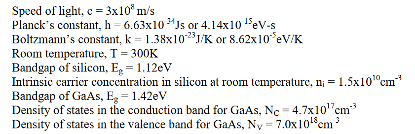 Solved Speed of light, c 3x10 m/s Planck's constant, h = | Chegg.com