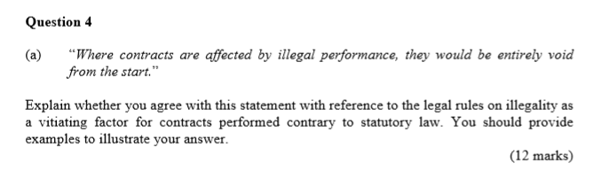 Solved Question 4 (a Where contracts are affected by illegal | Chegg.com