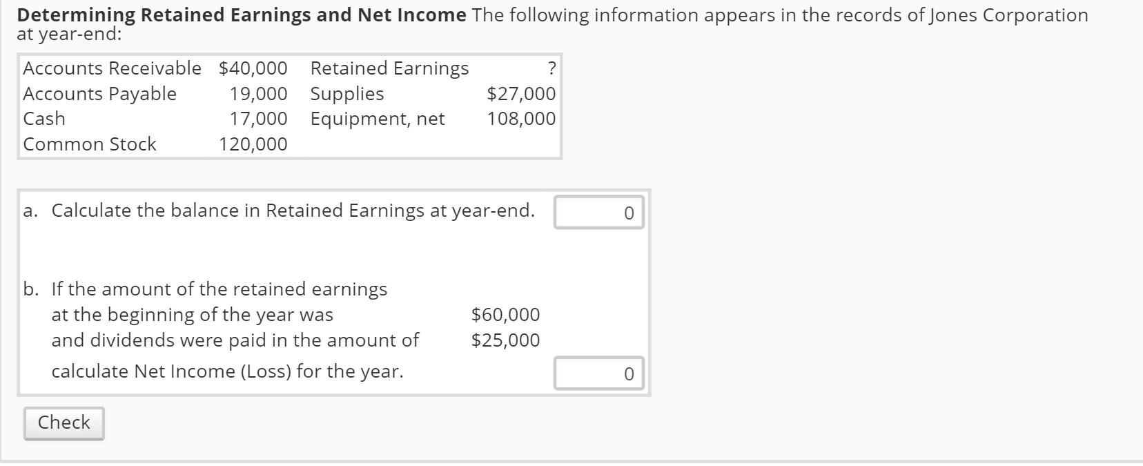 Solved Determining Retained Earnings and Net Income The | Chegg.com