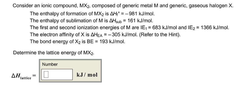 Solved Consider an ionic compound, MX2, composed of generic | Chegg.com