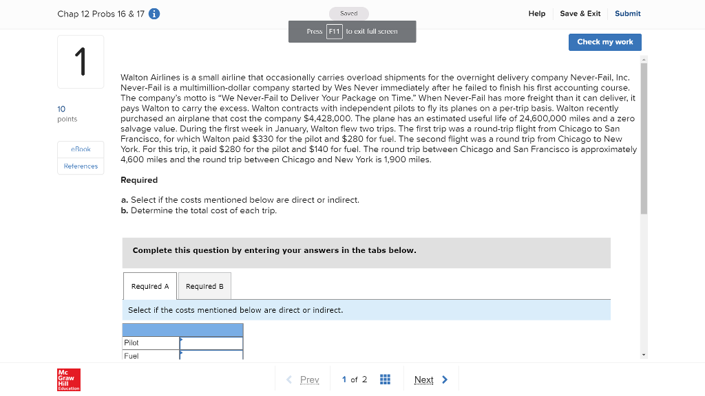 Solved Chap 12 Probs 16 & 17 4 Help Save & Exit Submit Saved | Chegg.com
