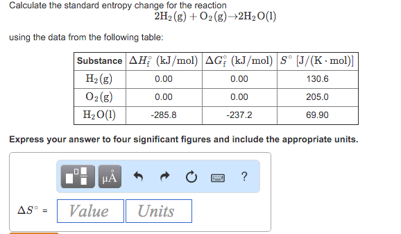 Solved: Calculate The Standard Entropy Change For The Reac... | Chegg.com