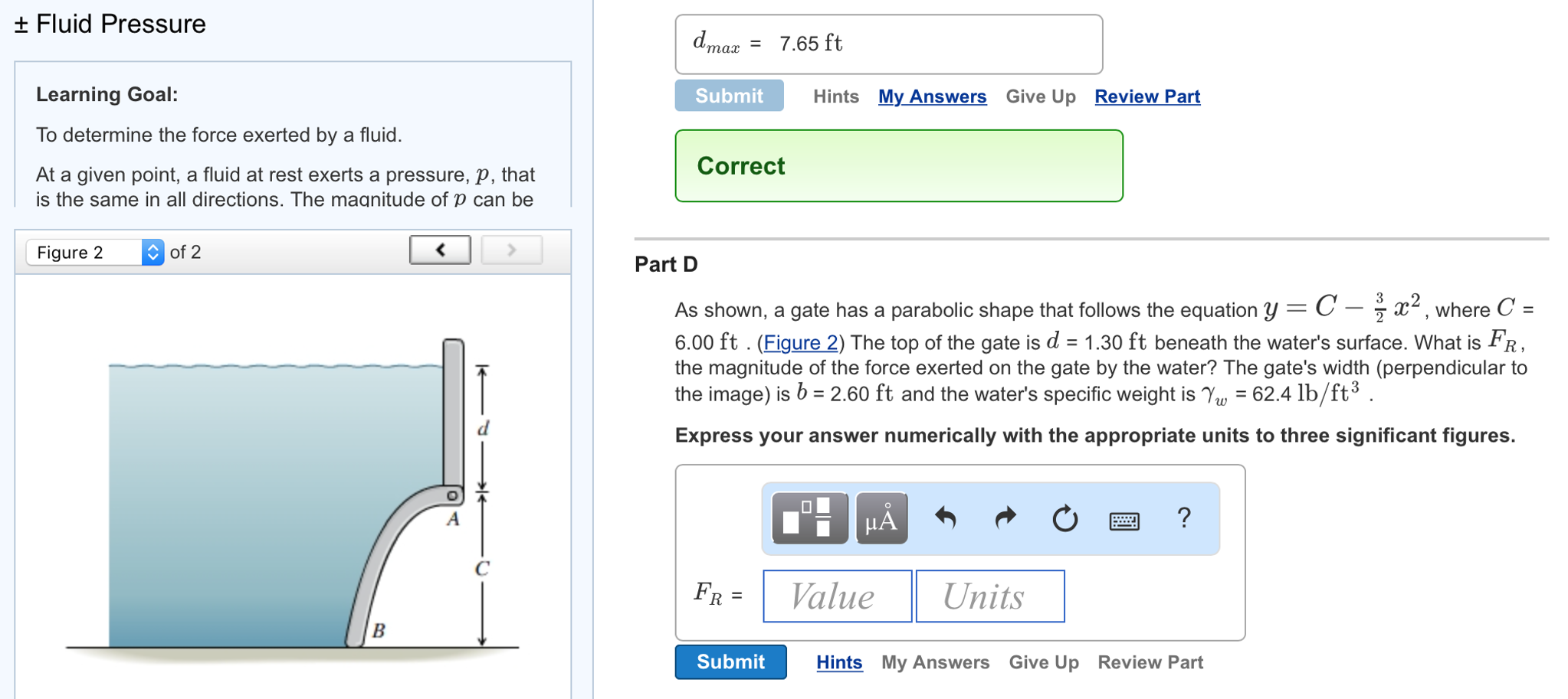 Solved To determine the force exerted by a fluid. At a | Chegg.com