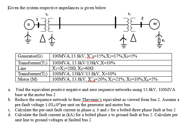 Solved Given the system respective impedances is given below | Chegg.com