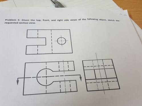 Solved Problem 5: Given the top, front, and right side views | Chegg.com