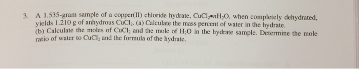 Solved A 1.535-gram sample of a copper(II) chloride hydrate. | Chegg.com