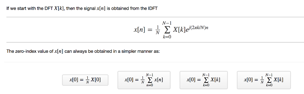 Solved If we start with the DFT X[k], then the signal x[n] | Chegg.com