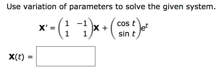 Solved Use variation of parameters to solve the given | Chegg.com