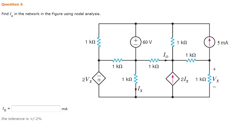 Solved Find I0 In The Network In The Figure Using Nodal 