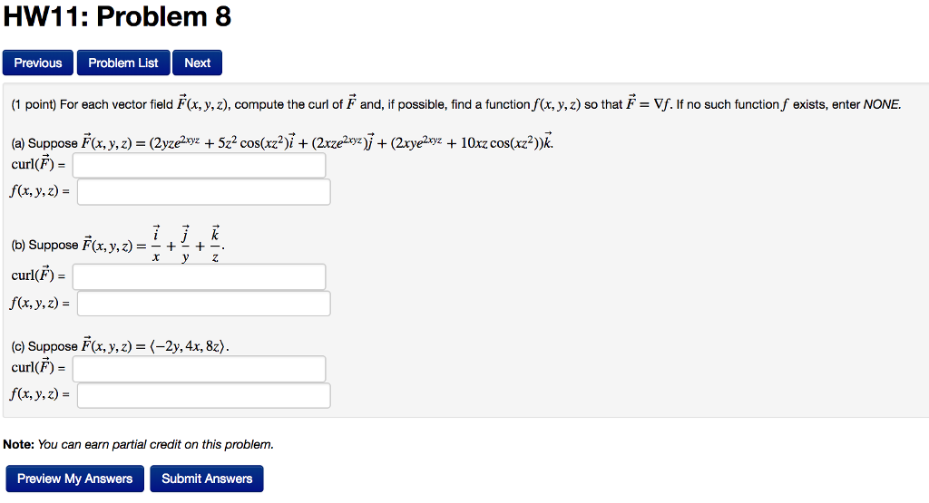 Solved HW11: Problem 8 Previous Problem List Next (1 point) | Chegg.com