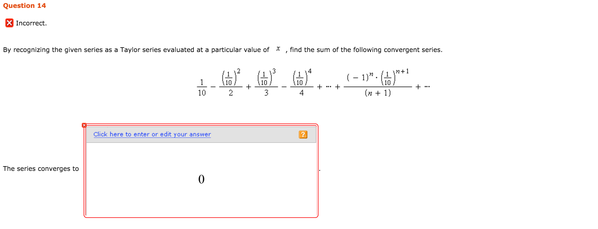 Solved By recognizing the given series as a Taylor series | Chegg.com