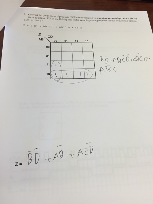 Solved Convert the given sum-of-products (SOP) form equation | Chegg.com