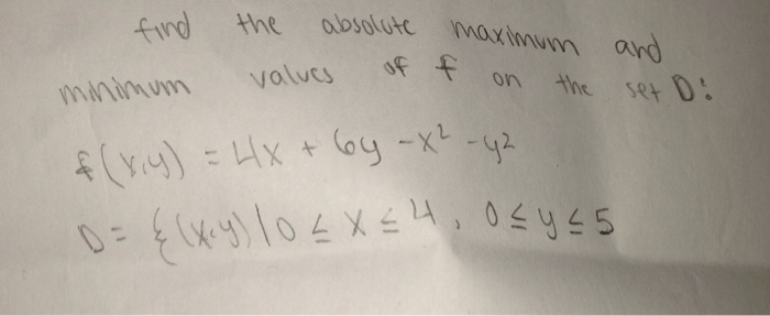 Solved Find the absolute maximum and minimum values of F on | Chegg.com