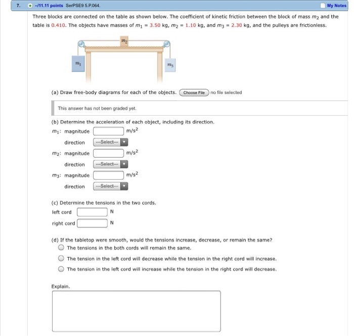 Solved Three blocks are connected on the table as shown | Chegg.com
