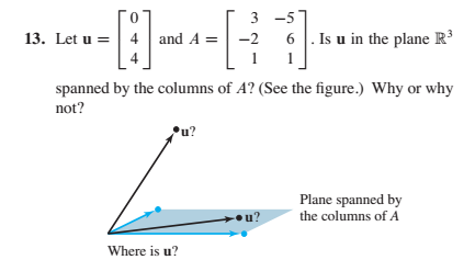 Solved Let u = [0 4 4] and A = [3 -5 -2 6 1 1]. Is u in | Chegg.com