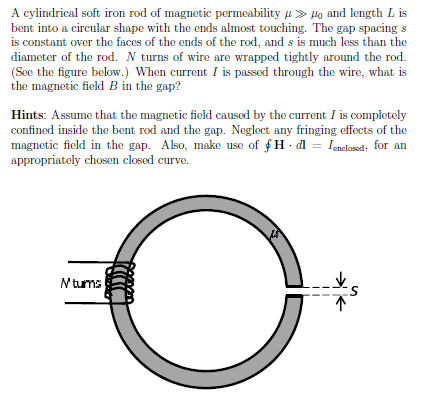 Solved A cylindrical soft iron rod of magnetic permeability | Chegg.com