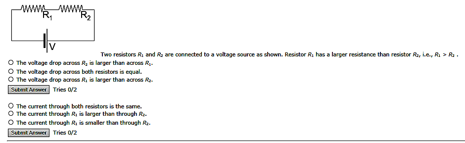 Solved 2 Two resistors R1 and R2 are connected to a voltage | Chegg.com