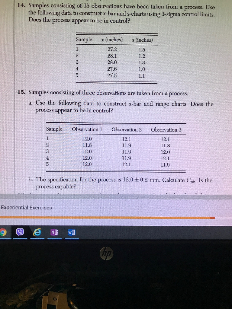 Solved Samples consisting of 15 observations have been taken | Chegg.com