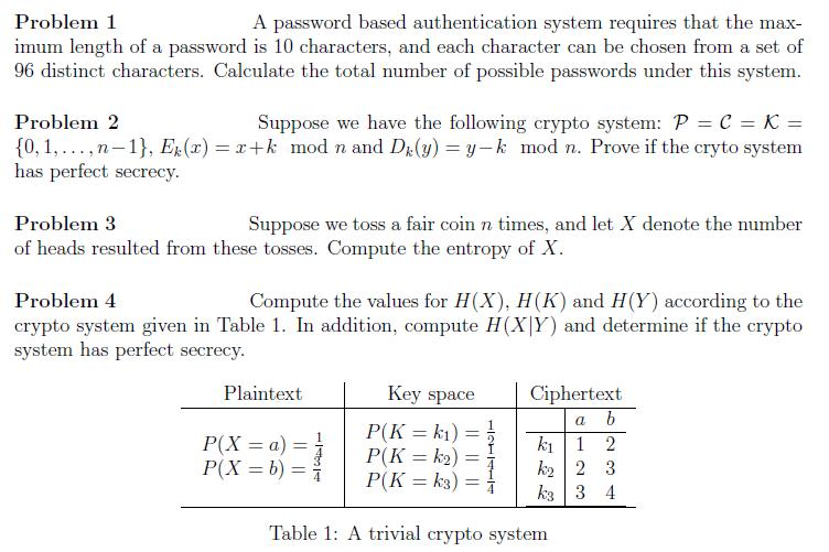 Solved A Password Based Authentication System Requires That