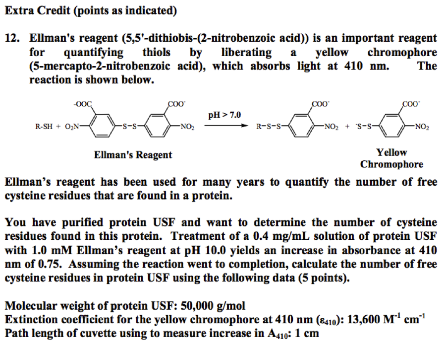 Solved Ellman's reagent (5,5'-dithiobis-(2-nitrobenzoic | Chegg.com