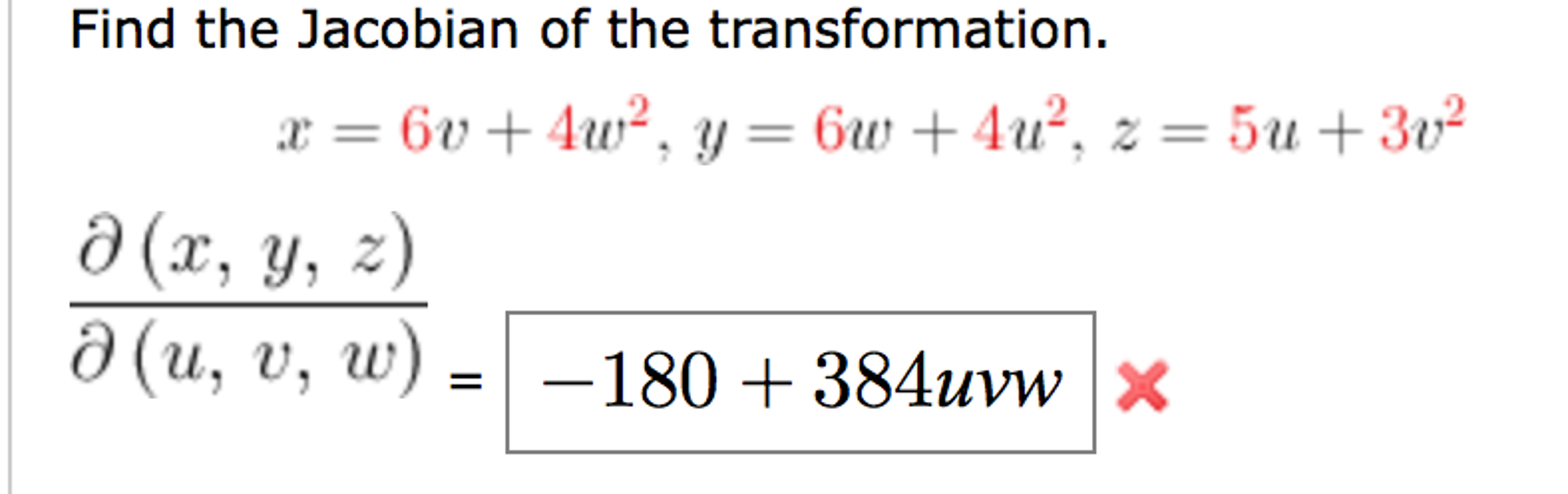 Solved Find The Jacobian Of The Transformation X 6v