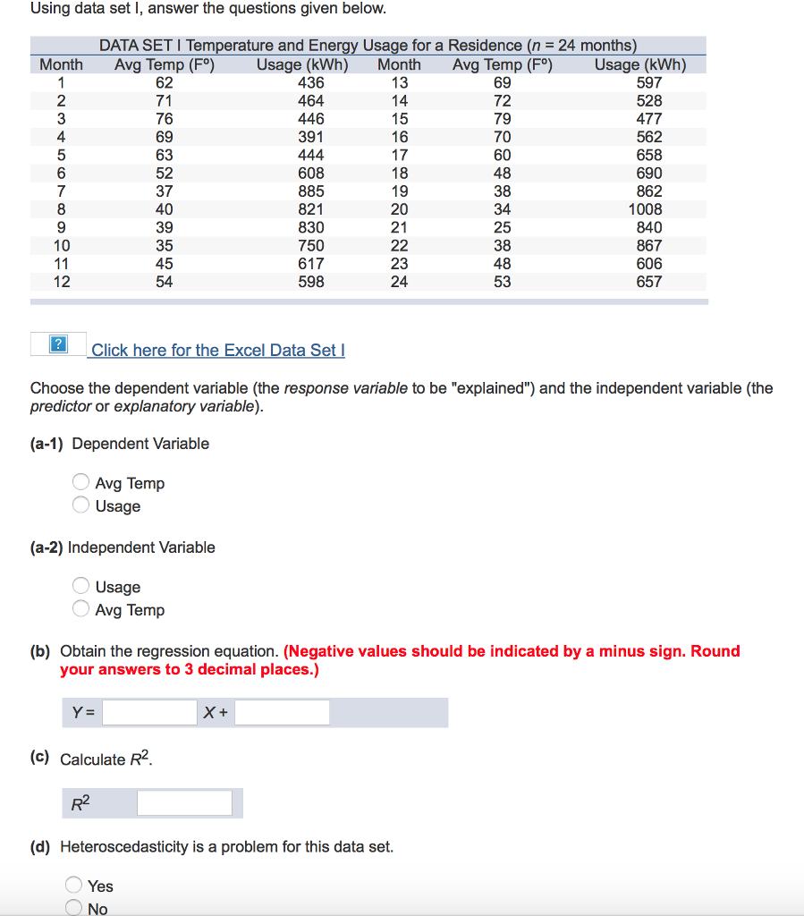 Using Data Set I Answer The Questions Given Below 7912